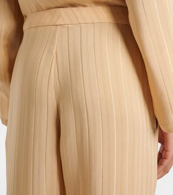 Saint Laurent Striped Cropped Silk Straight Pants