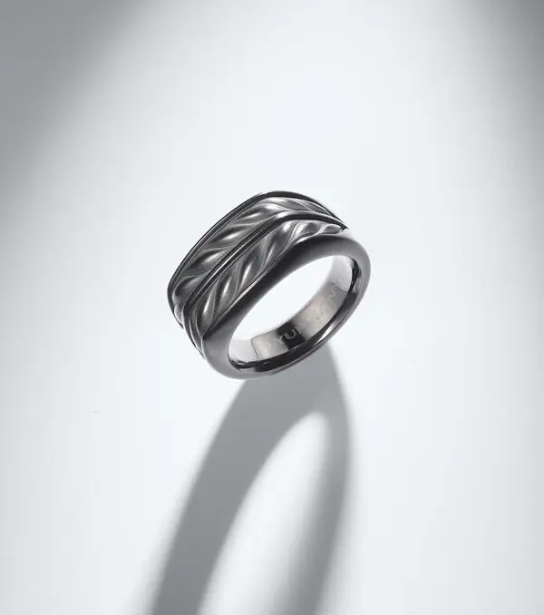 David Yurman Chevron Titanium Ring - Black