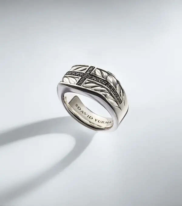David Yurman Chevron Sterling Ring With Black Diamonds - Silver