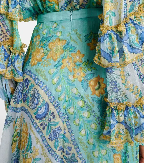Etro Floral Asymmetric Silk Maxi Skirt
