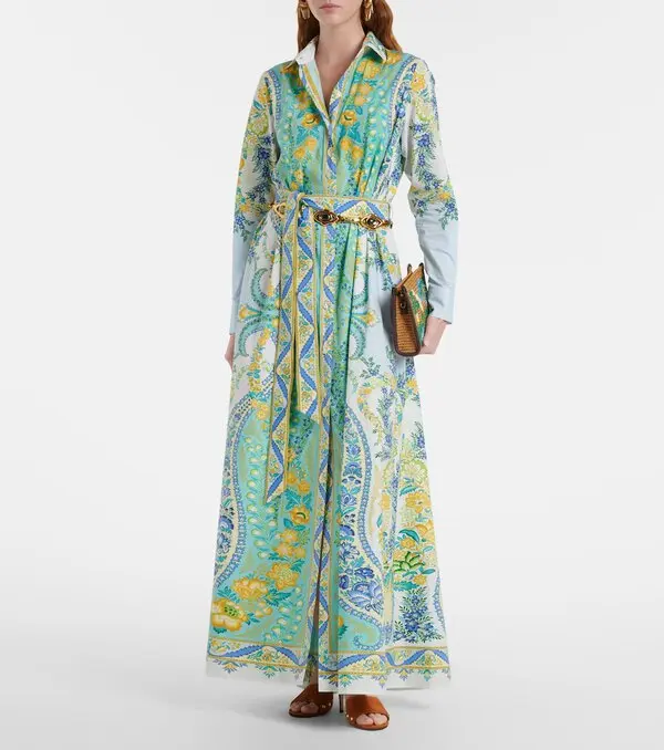 Etro Belted Floral Cotton Shirt Dress