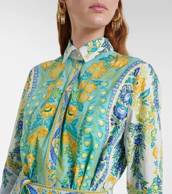 Etro Belted Floral Cotton Shirt Dress