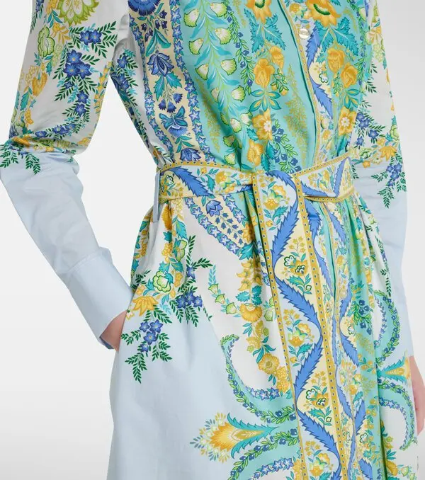 Etro Belted Floral Cotton Shirt Dress
