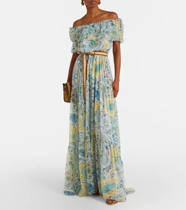 Etro Paisley Silk Chiffon Maxi Dress