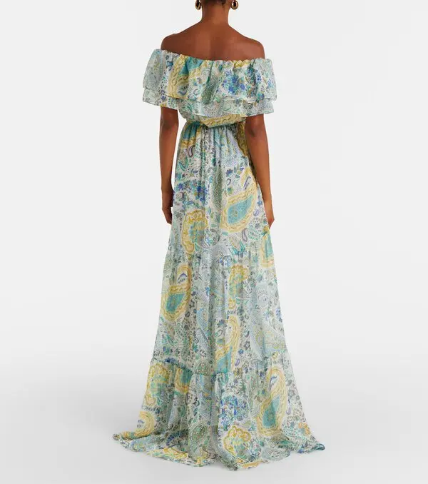 Etro Paisley Silk Chiffon Maxi Dress