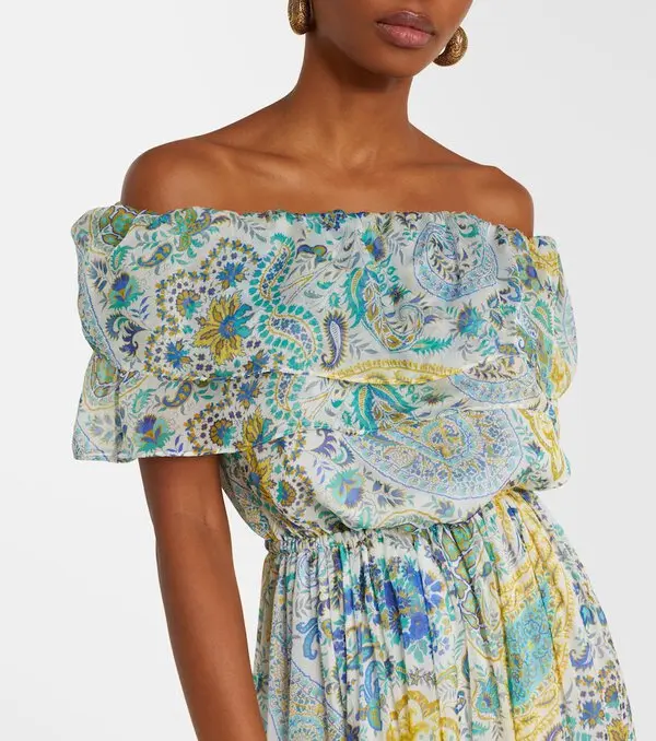Etro Paisley Silk Chiffon Maxi Dress