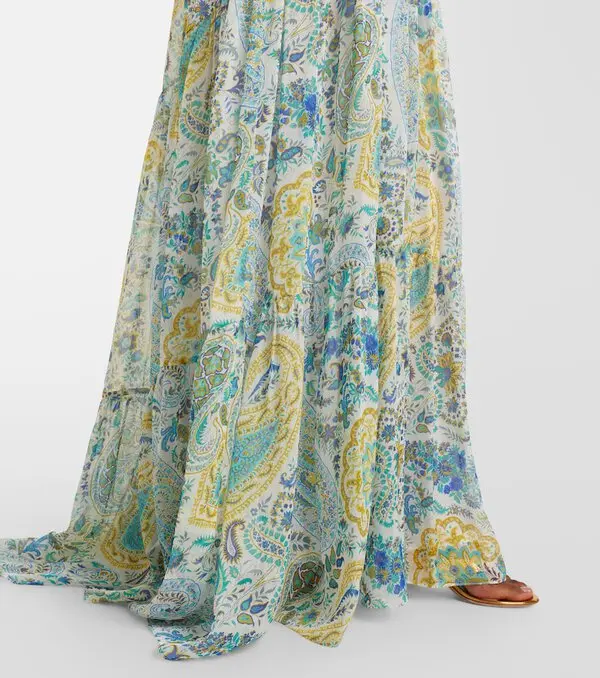 Etro Paisley Silk Chiffon Maxi Dress