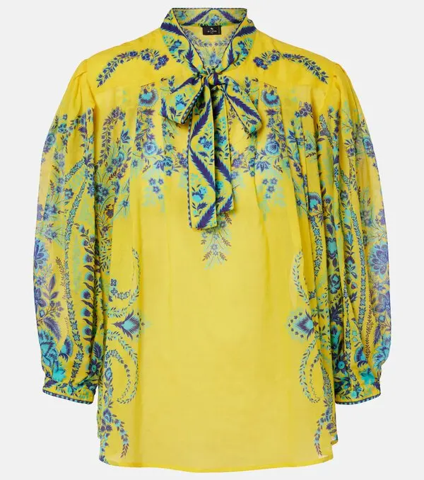 Etro Floral Cotton Top - Yellow
