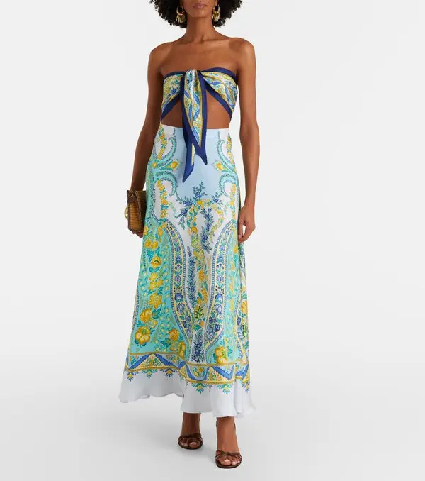 Etro Printed Silk Bandeau Top