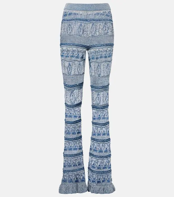 Etro Crochet Cotton Flared Pants - Blue