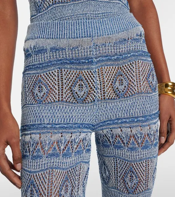 Etro Crochet Cotton Flared Pants - Blue