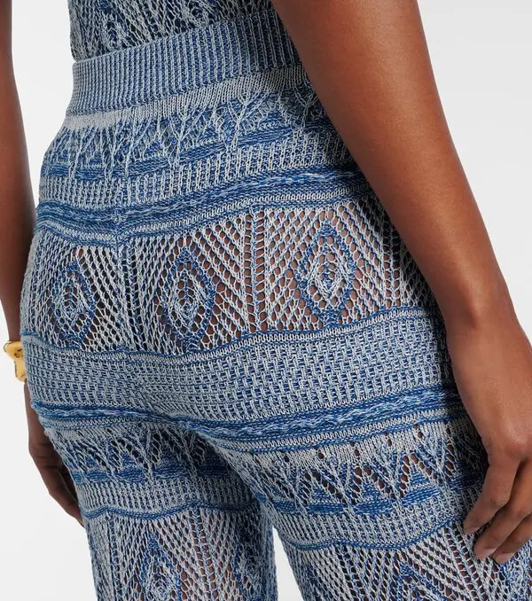 Etro Crochet Cotton Flared Pants - Blue