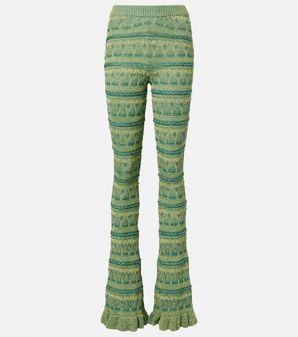 Etro Crochet Cotton Flared Pants - Green