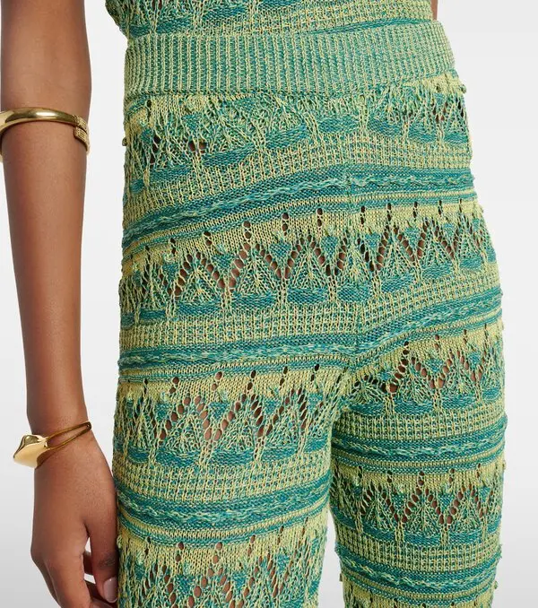 Etro Crochet Cotton Flared Pants - Green