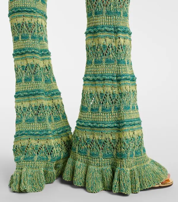 Etro Crochet Cotton Flared Pants - Green