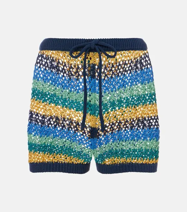 Etro Crochet Striped Cotton-blend Shorts