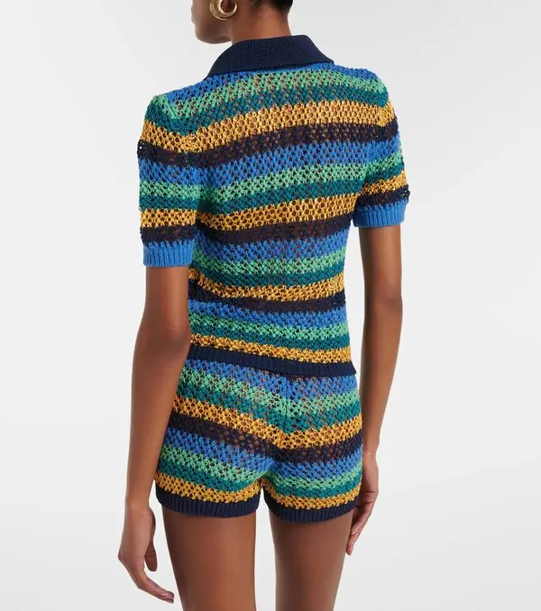 Etro Crochet Striped Cotton-blend Shorts