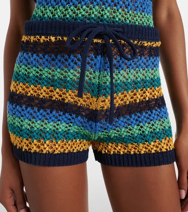 Etro Crochet Striped Cotton-blend Shorts
