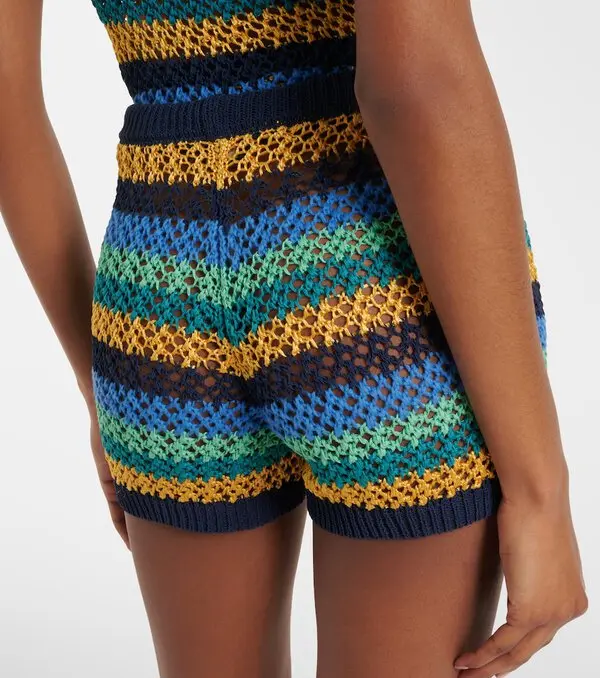 Etro Crochet Striped Cotton-blend Shorts