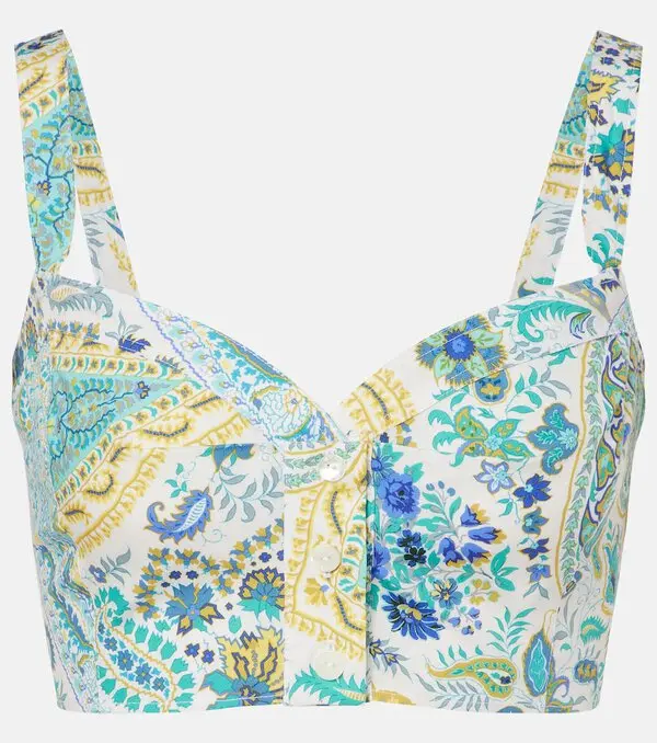 Etro Floral Cotton Crop Top - Multicoloured