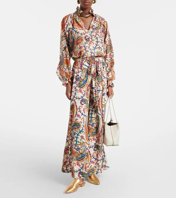 Etro Paisley Pleated Palazzo Pants - Multicoloured