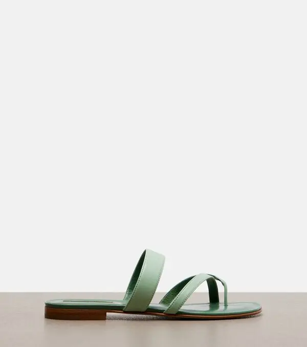 Manolo Blahnik Susa Leather Sandals - Green