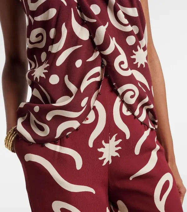CALA DE LA CRUZ Zauma Beaded Printed Top