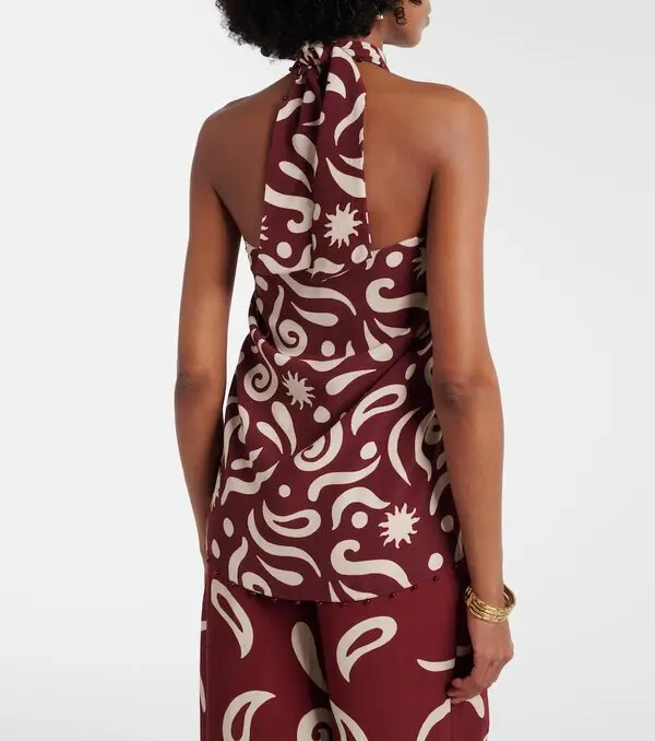 CALA DE LA CRUZ Zauma Beaded Printed Top