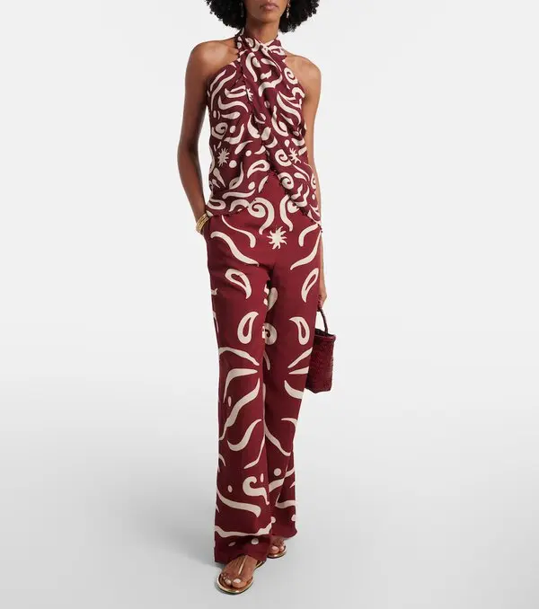 CALA DE LA CRUZ Zauma Beaded Printed Top