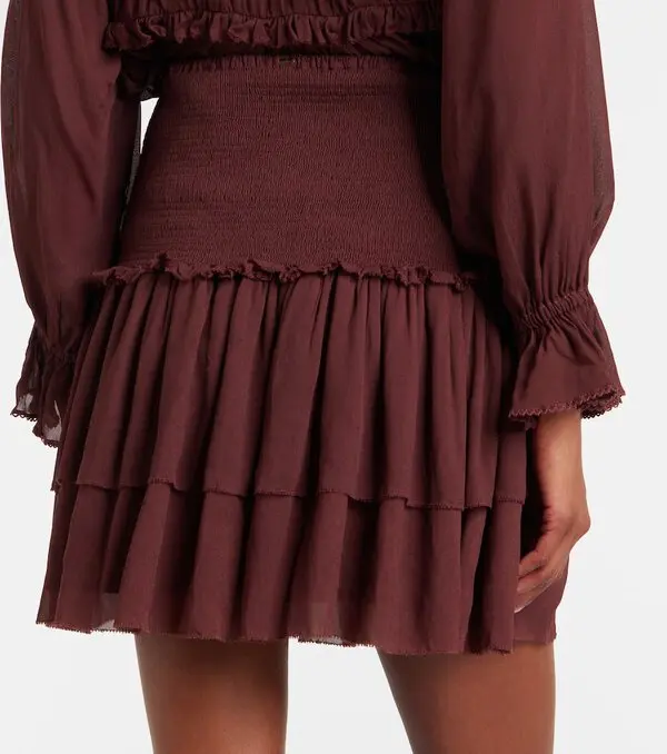 Poupette St Barth Farrah Tiered Miniskirt - Brown