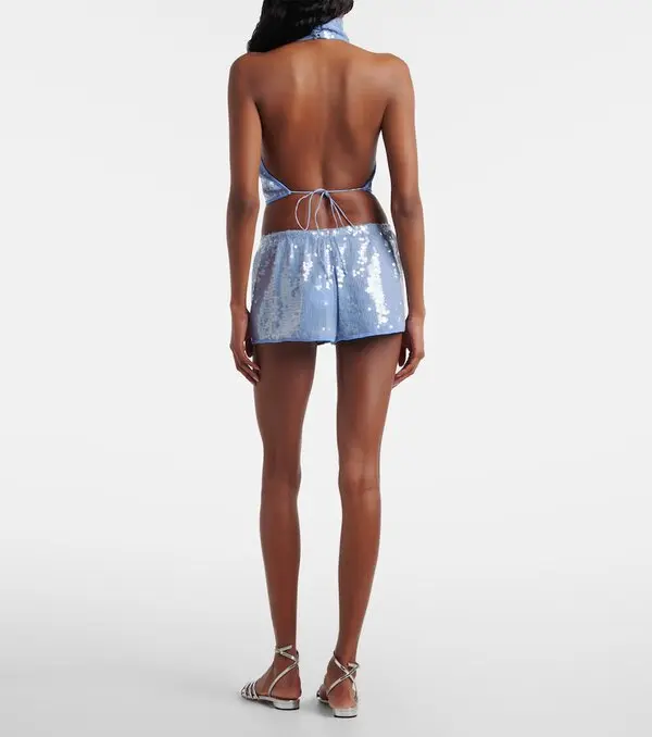 Oseree Sequined Shorts - Blue