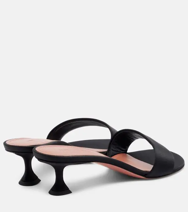 Amina Muaddi Andreea Satin Mules - Black