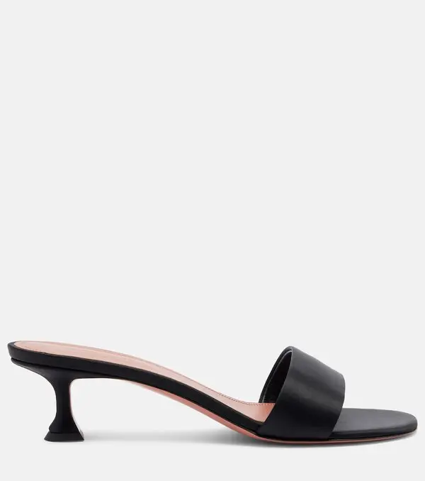 Amina Muaddi Andreea Satin Mules - Black