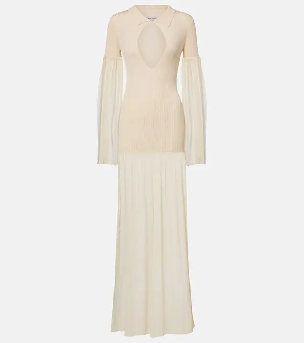 AYA MUSE Calla Cutout Ribbed Maxi Dress - Beige
