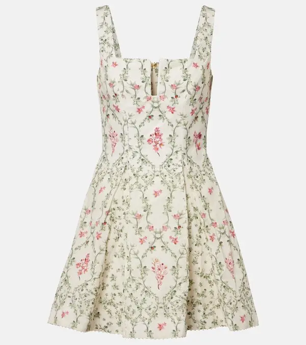 Agua Bendita Floral Cotton Mini Dress - White