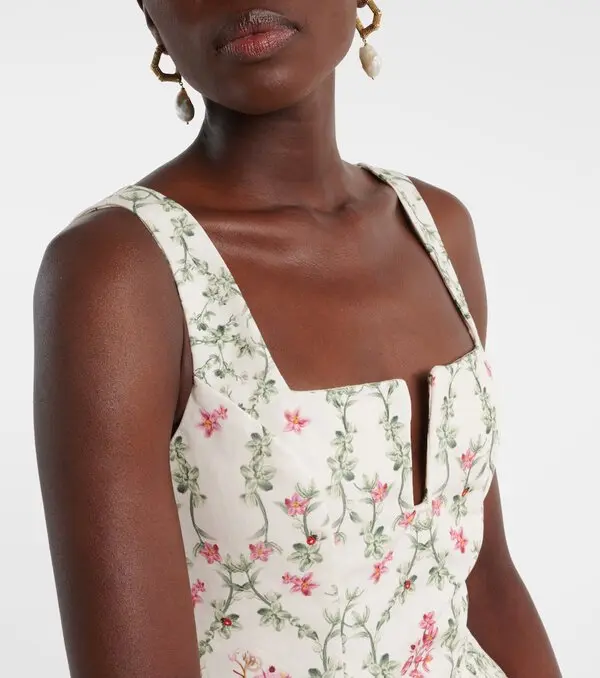 Agua Bendita Floral Cotton Mini Dress - White