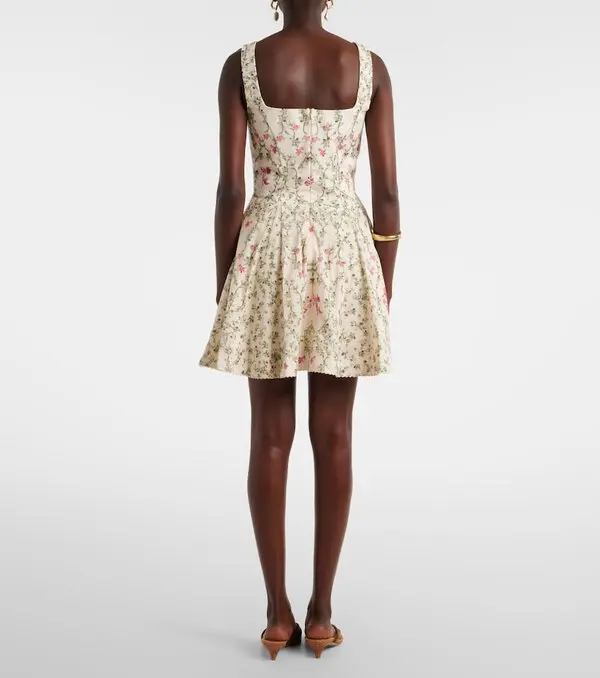Agua Bendita Floral Cotton Mini Dress - White