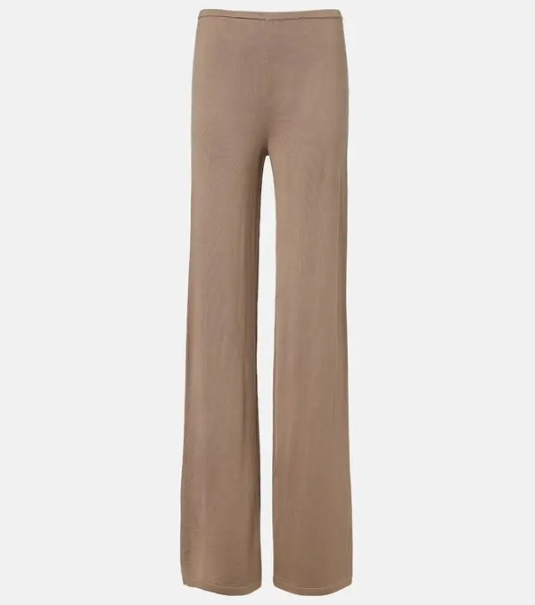 AYA MUSE Esme Silk-blend Straight Pants - Beige