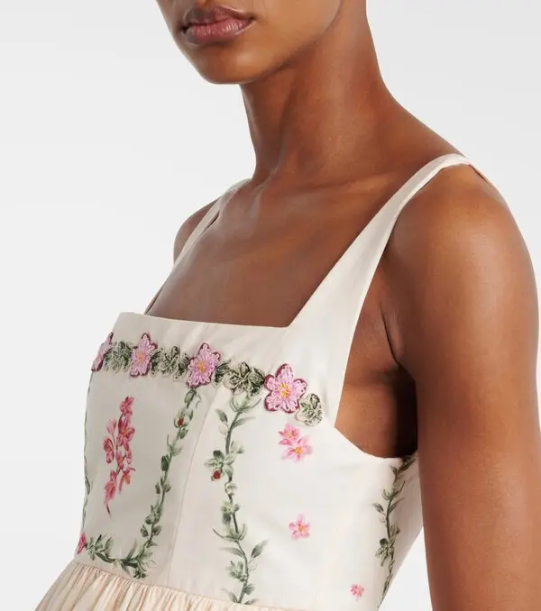 Agua Bendita Barbara Floral Cotton Midi Dress - White