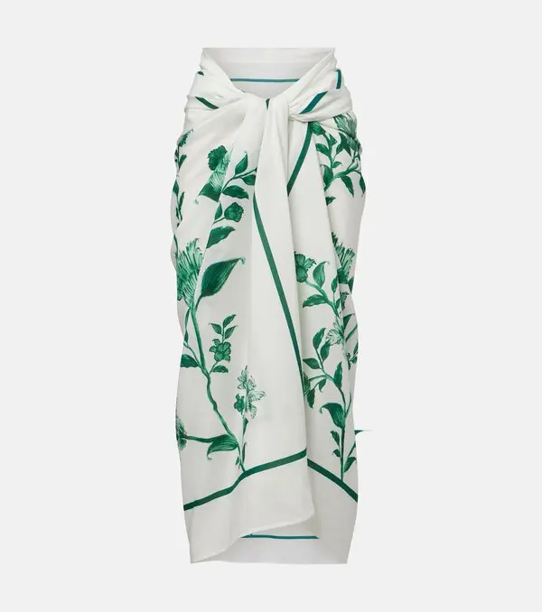 Agua Bendita Lavanda Floral Cotton And Silk Beach Cover-up - White