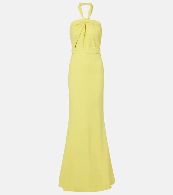 Elie Saab Halterneck Cady Gown - Yellow