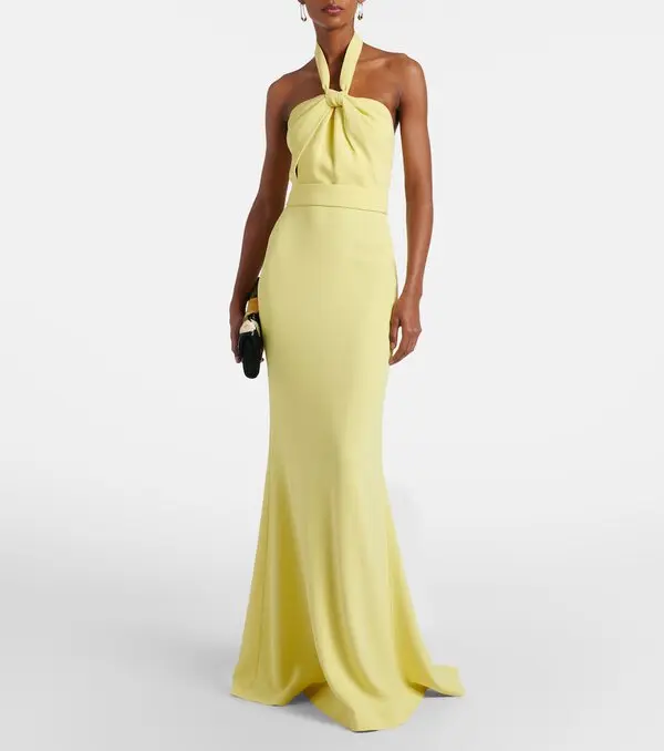 Elie Saab Halterneck Cady Gown - Yellow
