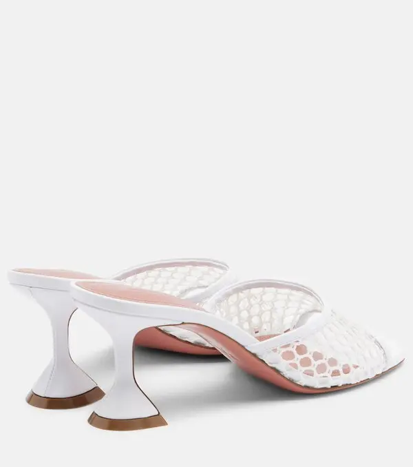 Amina Muaddi Lupita Mesh Mules - White