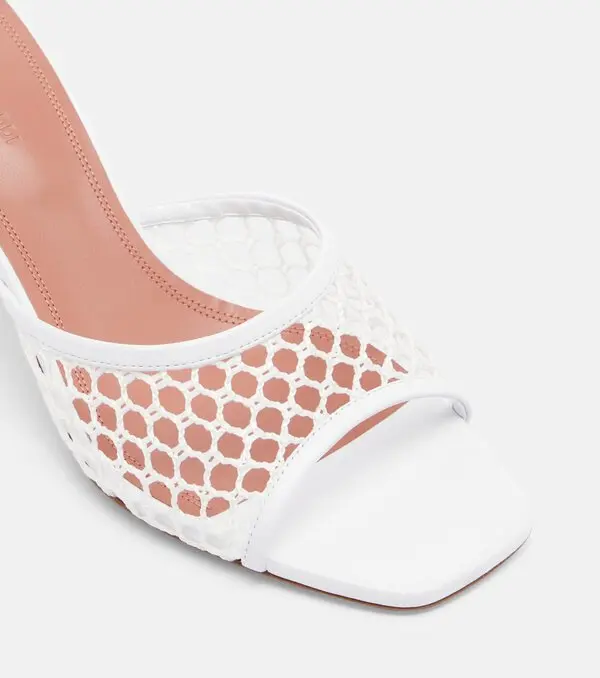 Amina Muaddi Lupita Mesh Mules - White