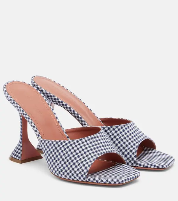 Amina Muaddi Lupita Gingham Mules - Blue