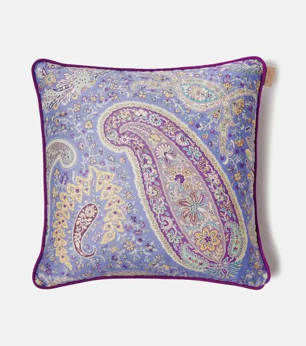 Etro Pegaso Paisley Cotton Cushion - Purple