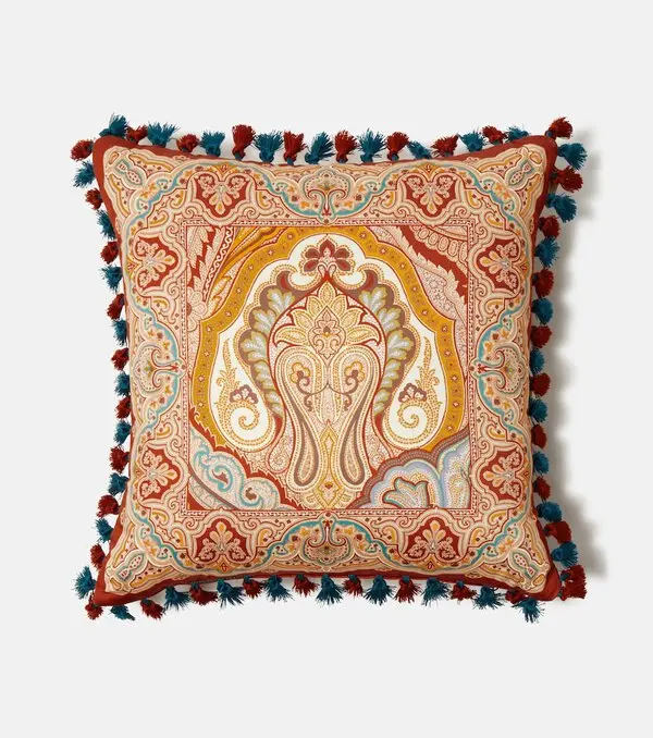 Etro Pegaso Paisley Cotton Cushion - Orange