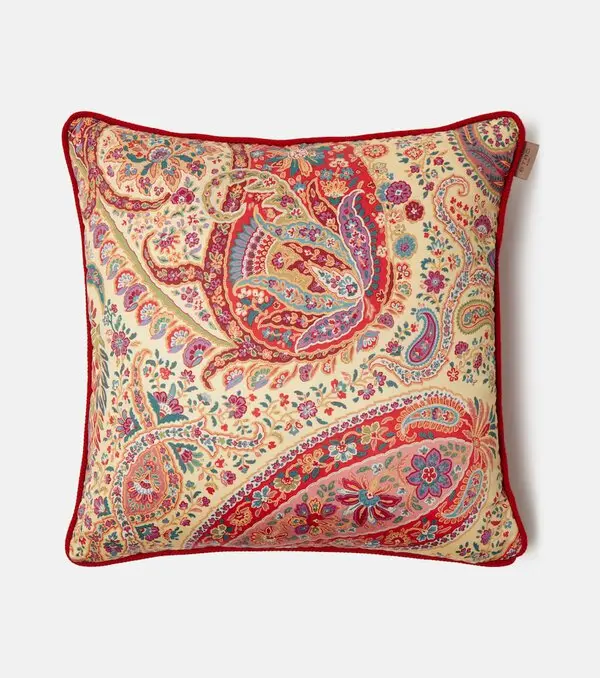 Etro Pegaso Paisley Cotton Cushion - Red