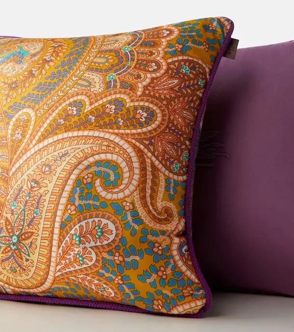 Etro Paisley Floral Cotton Cushion - Yellow