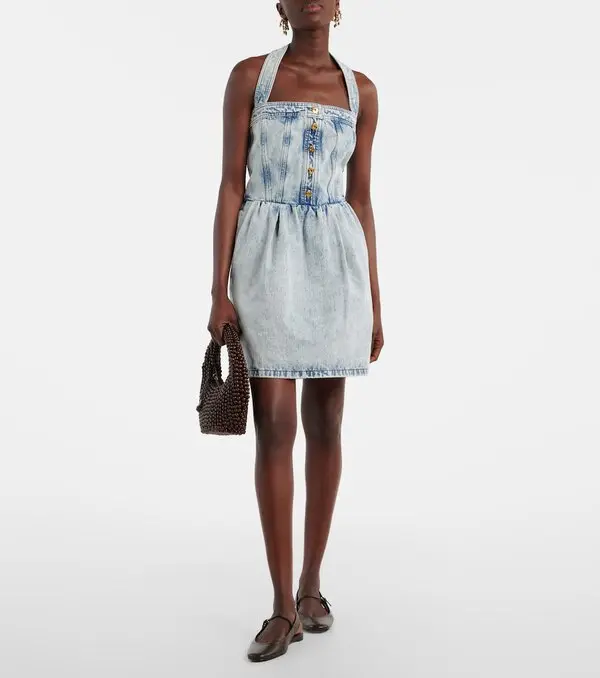 PATOU Halterneck Denim Minidress
